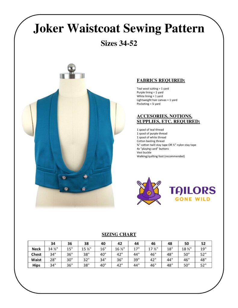 Joker Waistcoat Sewing Pattern + Free Sewing Tutorial - Obsessive ...